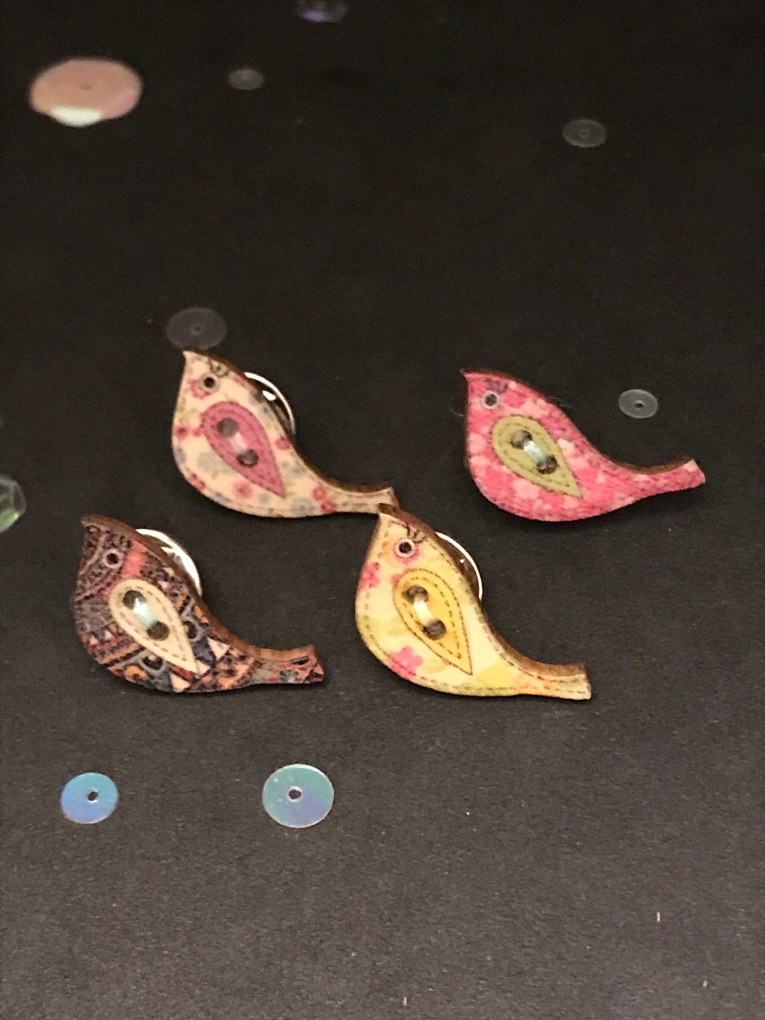 Decorated Bird Pin Badge, Vintage Style Bird Jewellery, Bird Brooch - Etsy