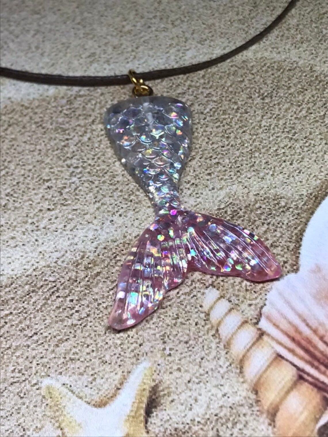 Glitter Mermaid Tail Necklace Mermaid pendant necklace | Etsy
