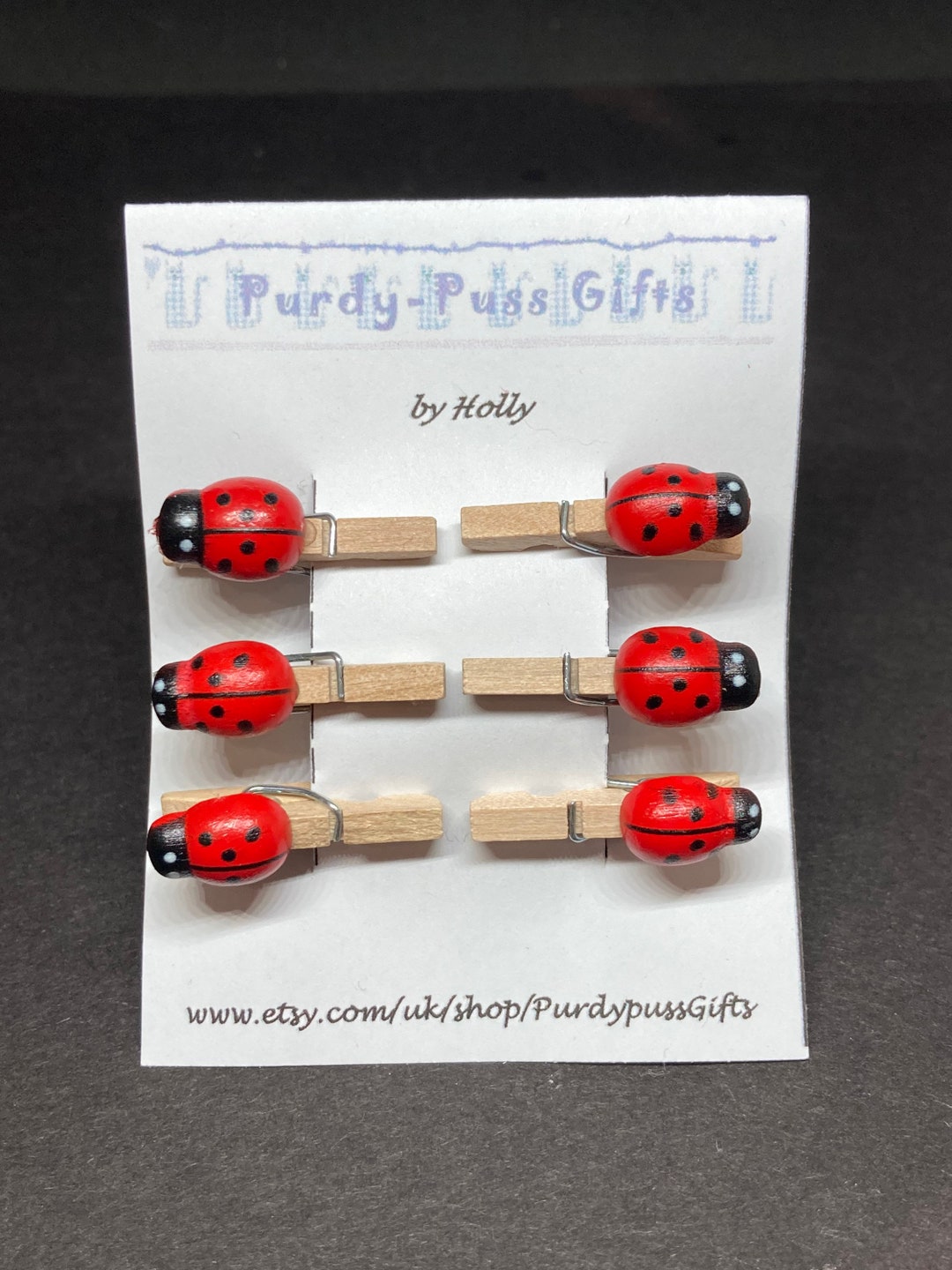 Wooden Ladybird Pegs, Set of 6 Vintage Style Ladybird Pegs, Ladybug Peg ...