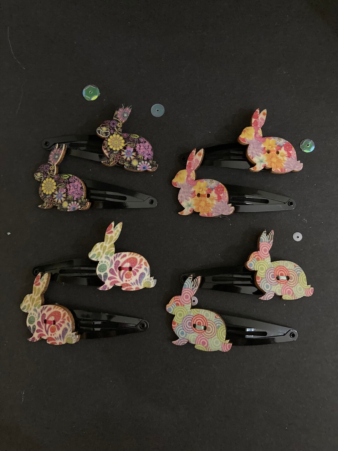 Rabbit Hair Clips, Patterned Bunny Hair Accessories, Hair Barrette - Etsy