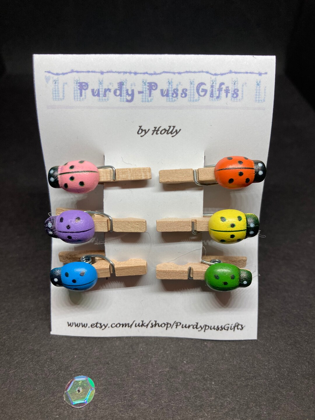 Wooden Rainbow Ladybird Pegs, Set of 6 Vintage Style Ladybird Pegs ...