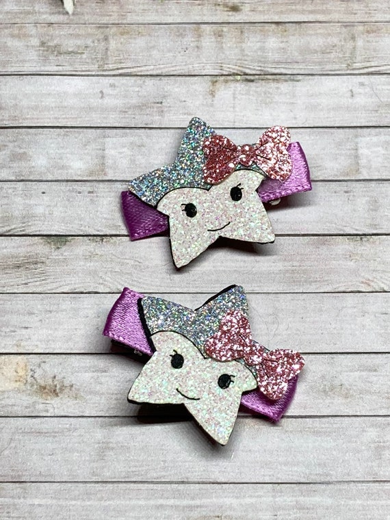 Glitter Star Hair Clips Pair of Cute Star Hair Clips Star | Etsy UK