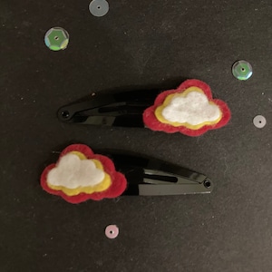 Felt Cloud Hair Clips Kids hair accessory Red yellow & white | Etsy