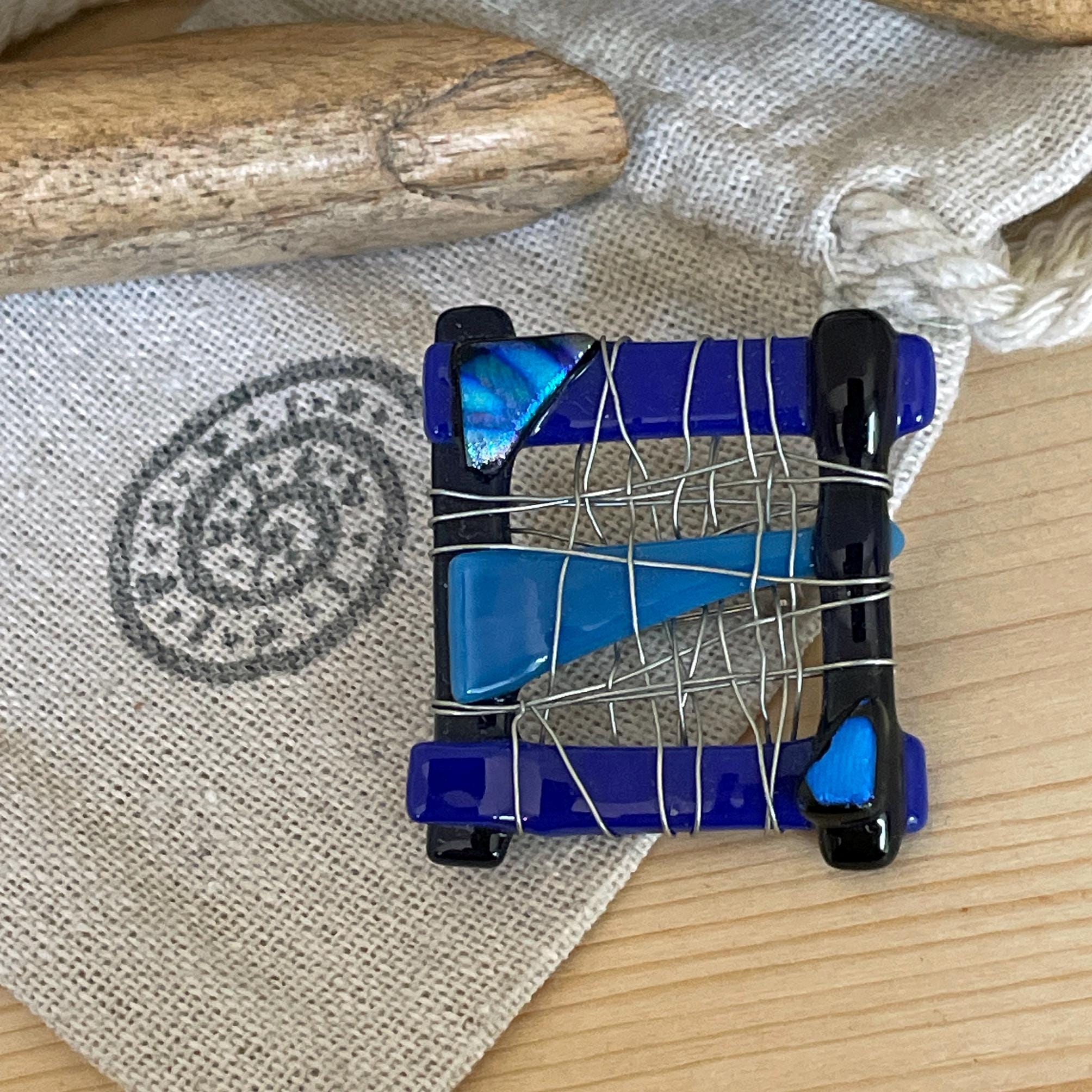 Fused Glass Brooch: Handmade Dichroic Glass Pin, Modern Jewelry - Etsy