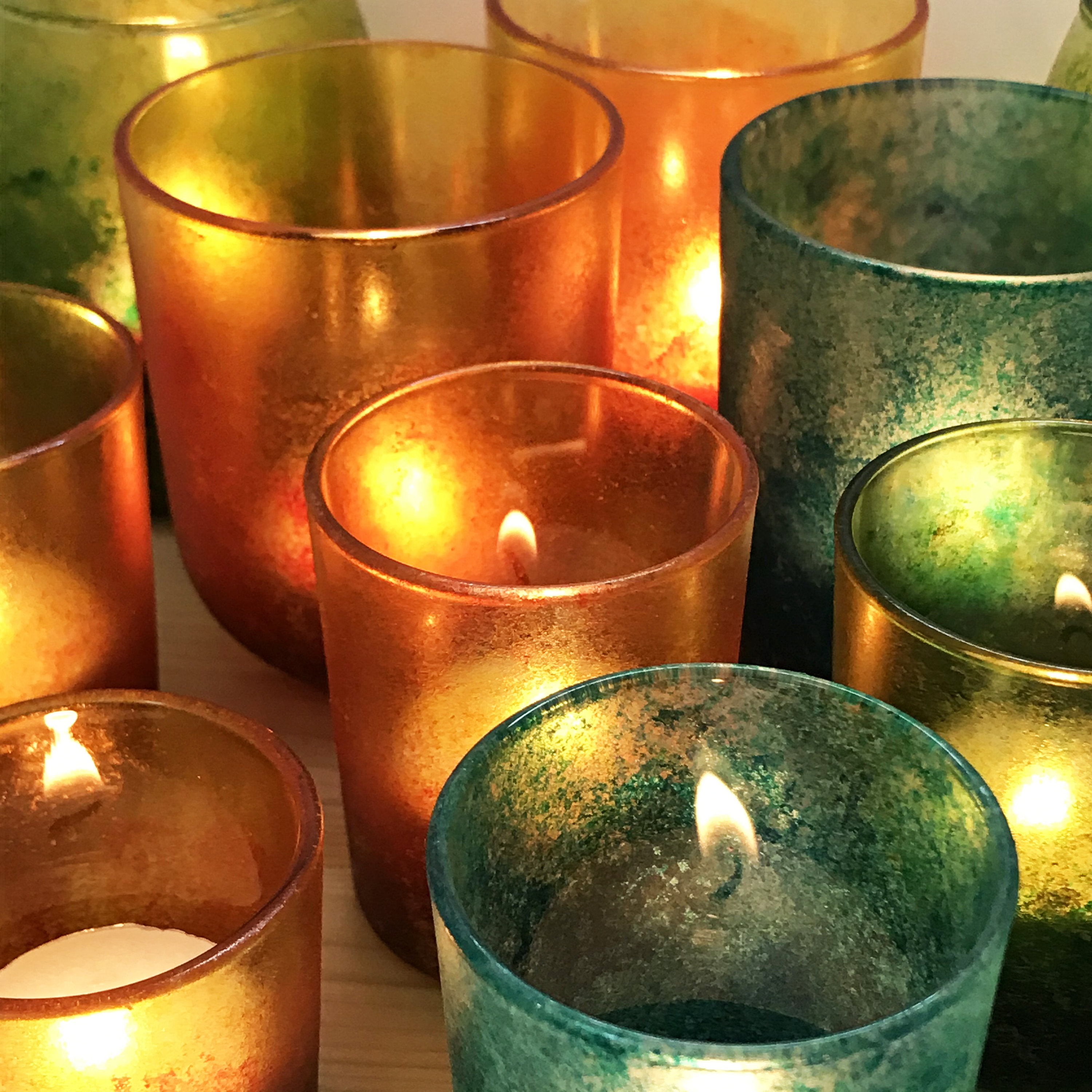 Hand Painted Glass Tealight Candle Holders - Etsy