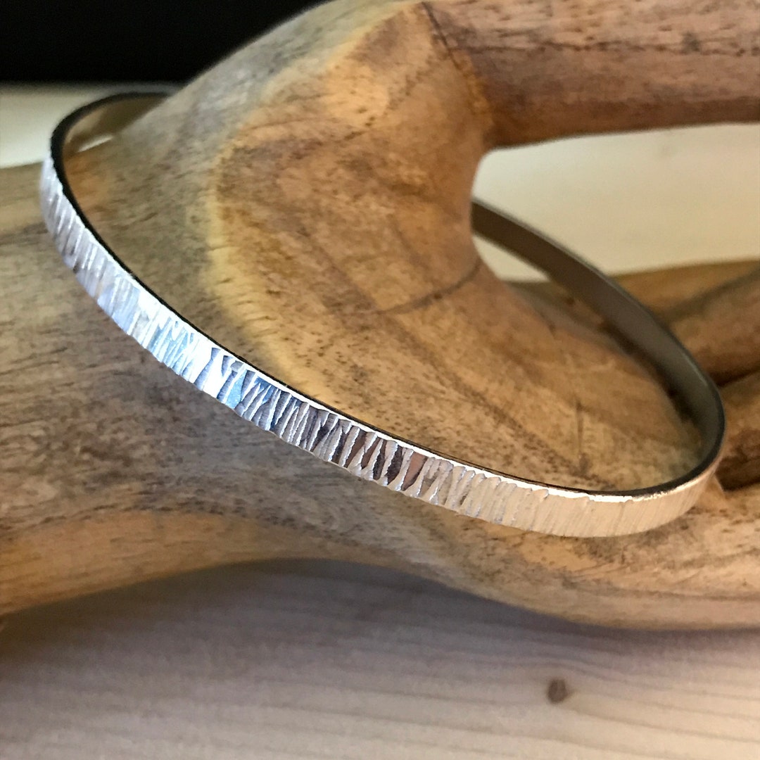 Sterling Silver Hand-made Textured Bangles - Etsy
