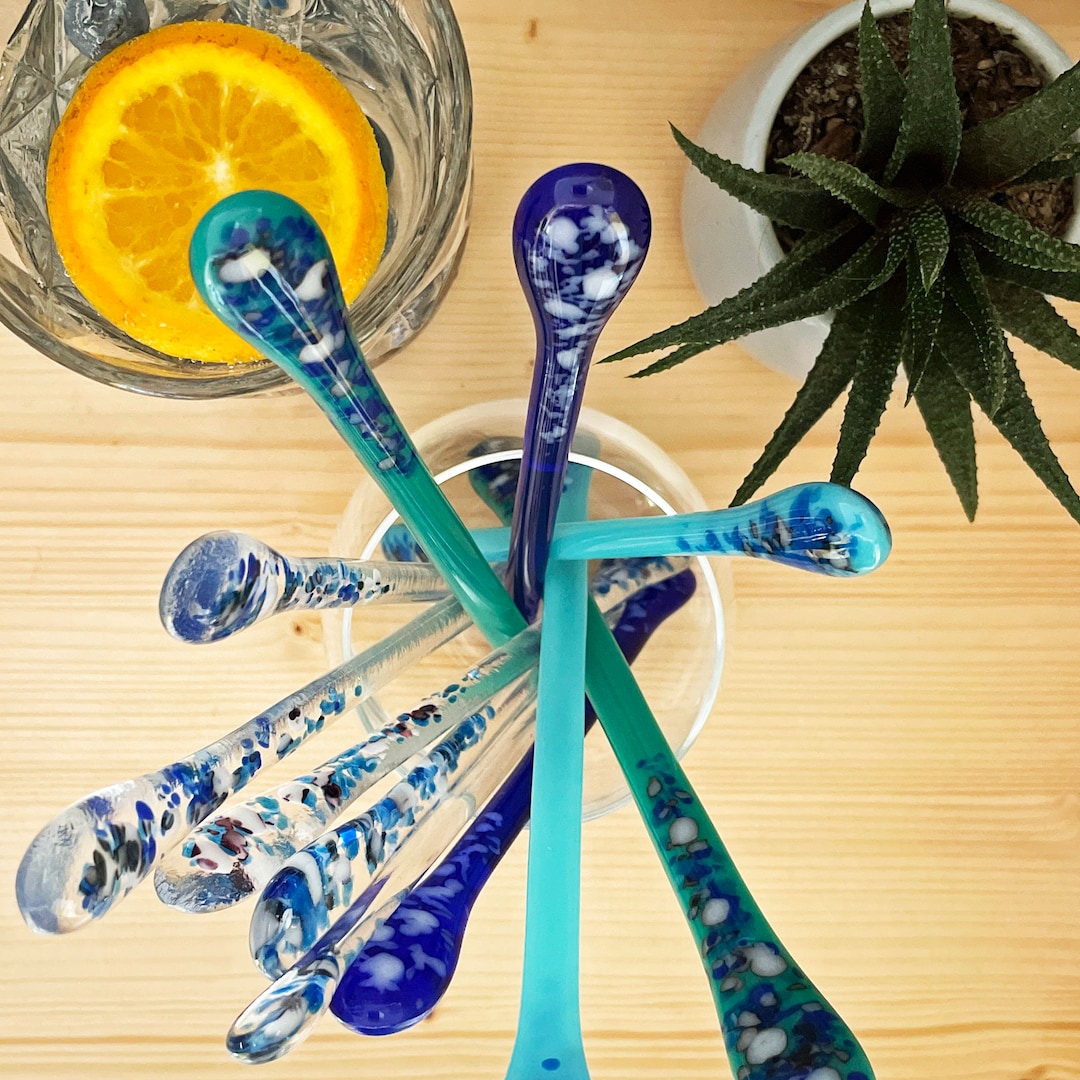 Handmade Fused Glass Drink Stirrer, Cocktail Stirrer, Swizzle Stick ...