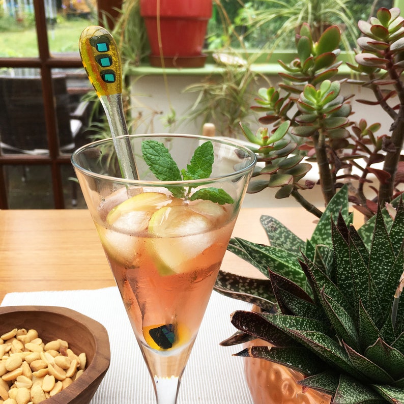 Handmade Personalizable Fused Glass Drink Stirrer Cocktail - Etsy