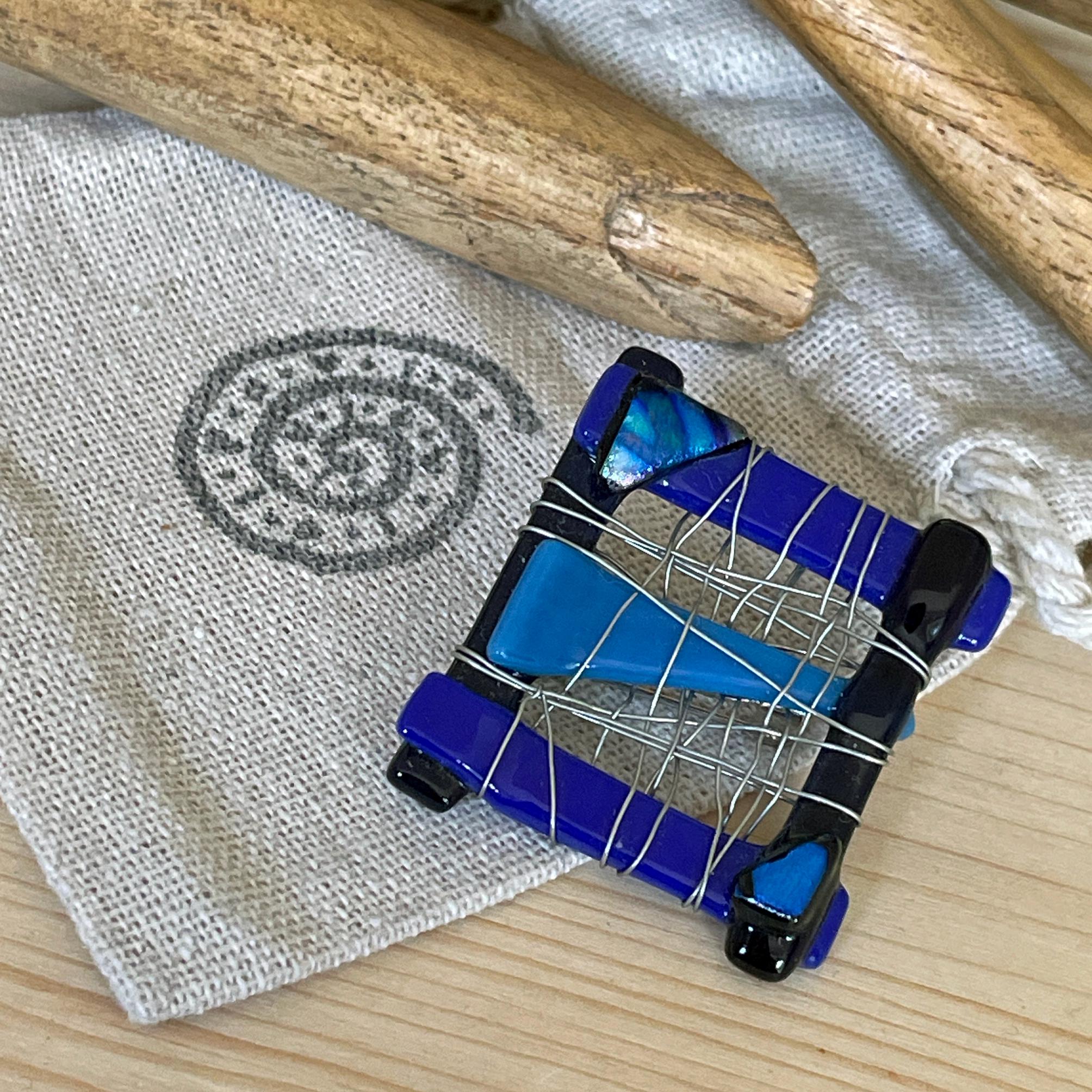 Fused Glass Brooch: Handmade Dichroic Glass Pin, Modern Jewelry - Etsy