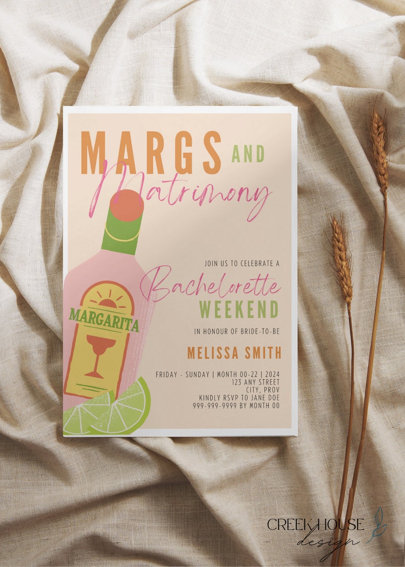 Tropical Margaritas & Matrimony Bachelorette Invite - Instant Download ...