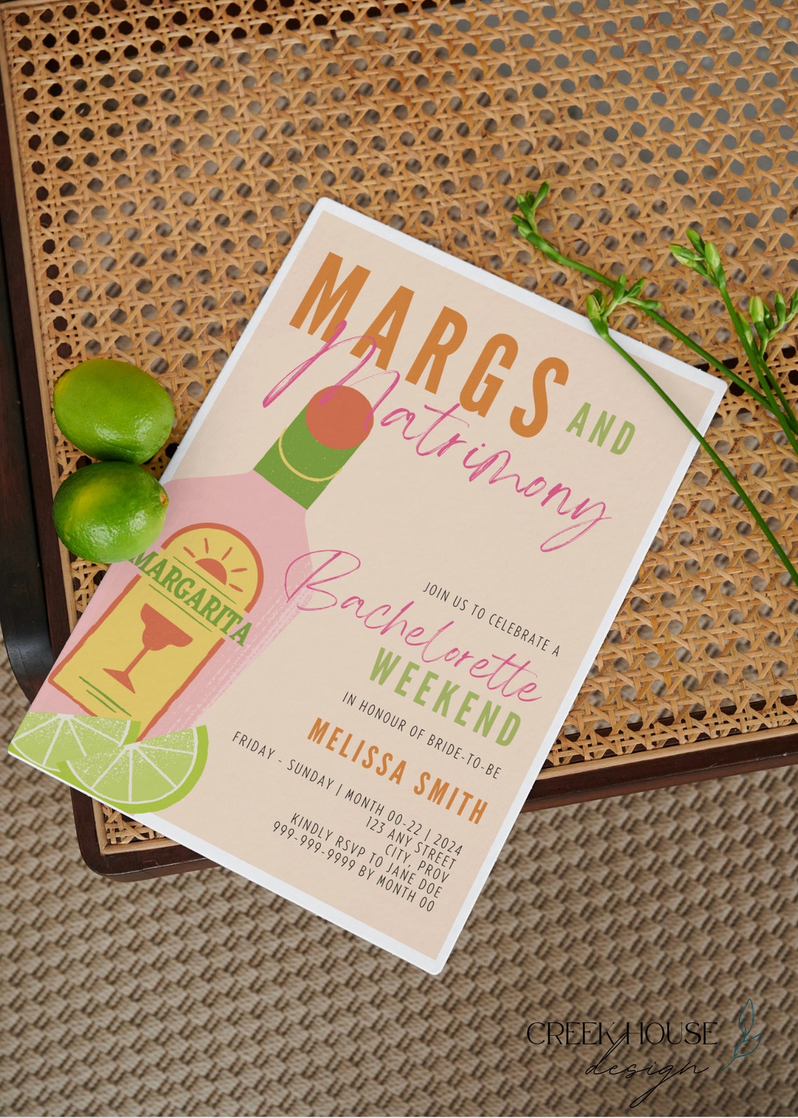 Tropical Margaritas & Matrimony Bachelorette Invite - Instant Download ...