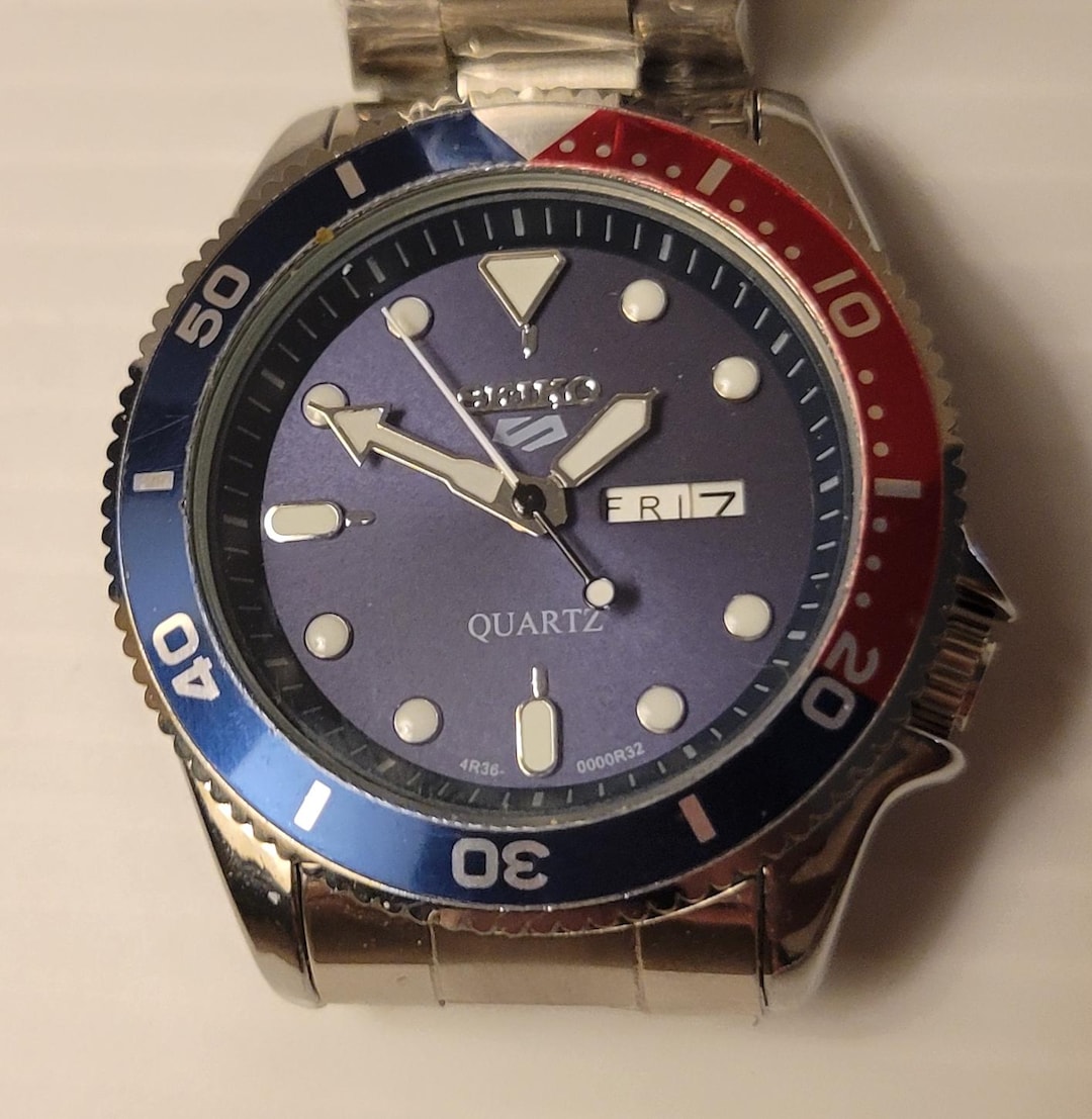 Seiko Sports Quartz Dive Watch Pepsi Bezel - Etsy