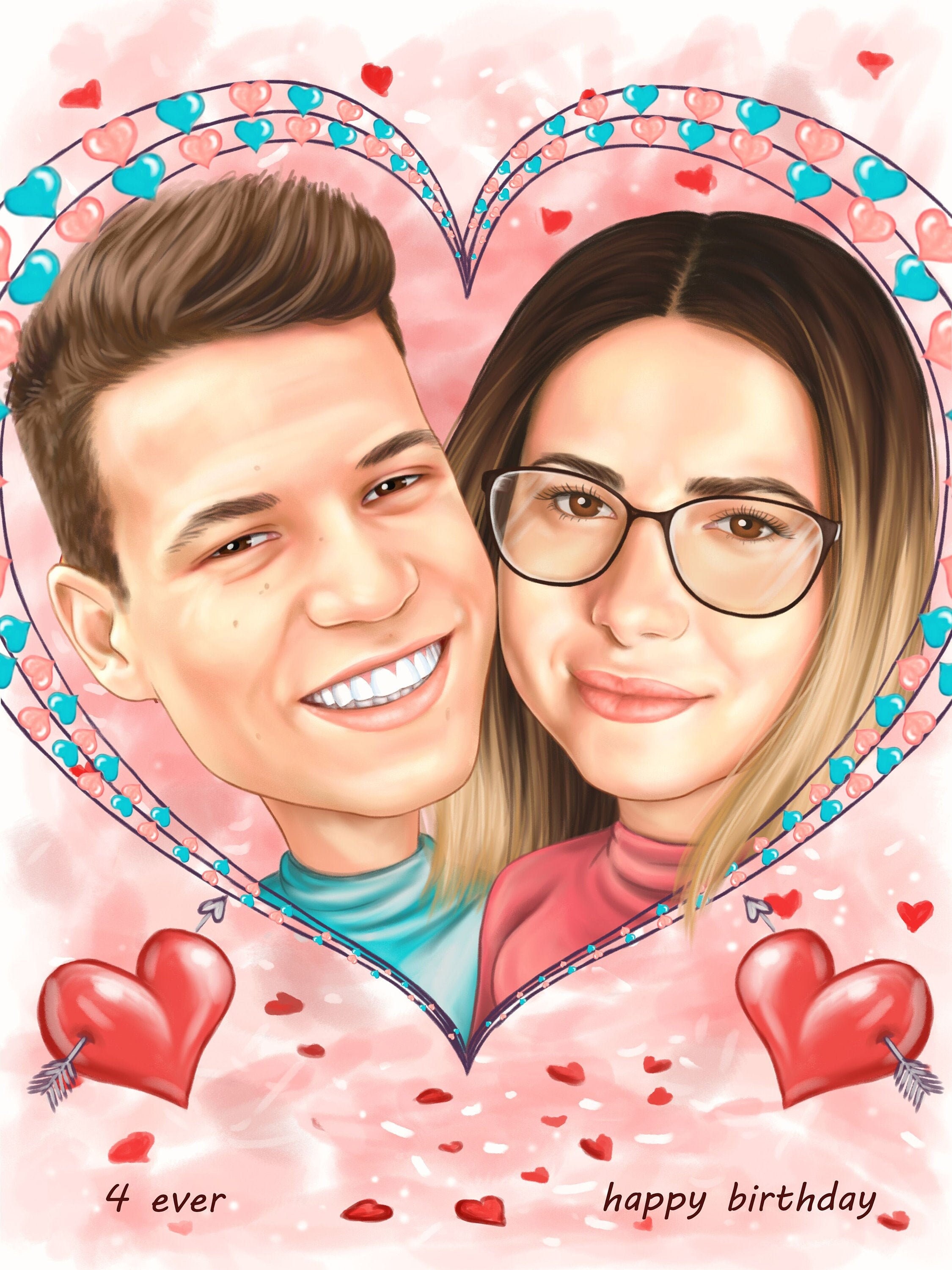 Valentine's Day Personalized Portrait Custom Portrait | Etsy