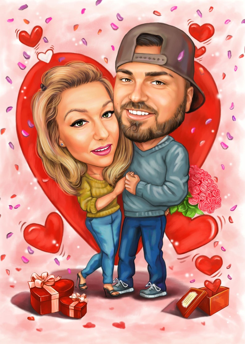 Valentine's Day Personalized Portrait Custom portrait | Etsy