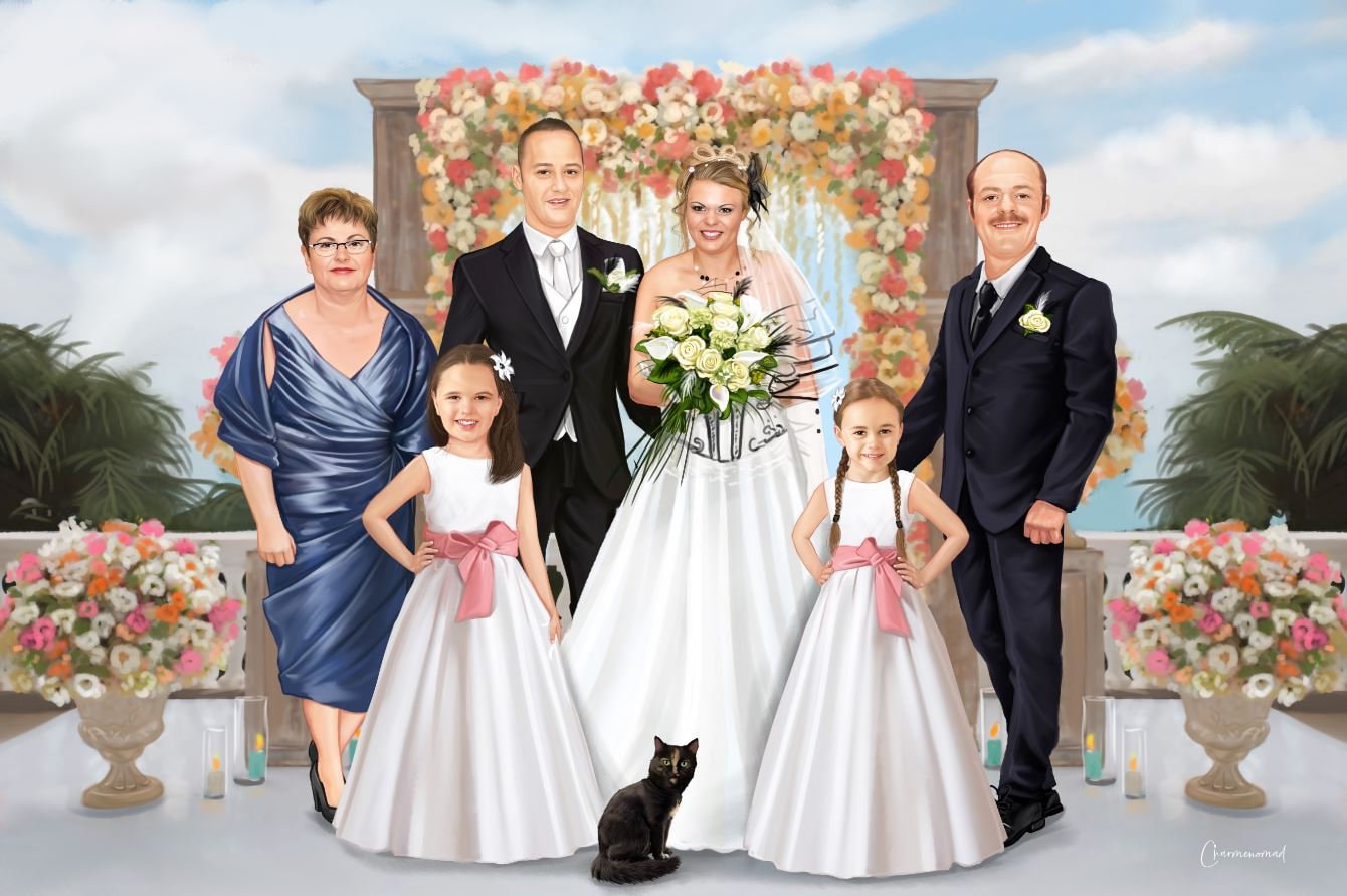 Wedding Portrait Custom Portrait Custom Couple Illustration | Etsy