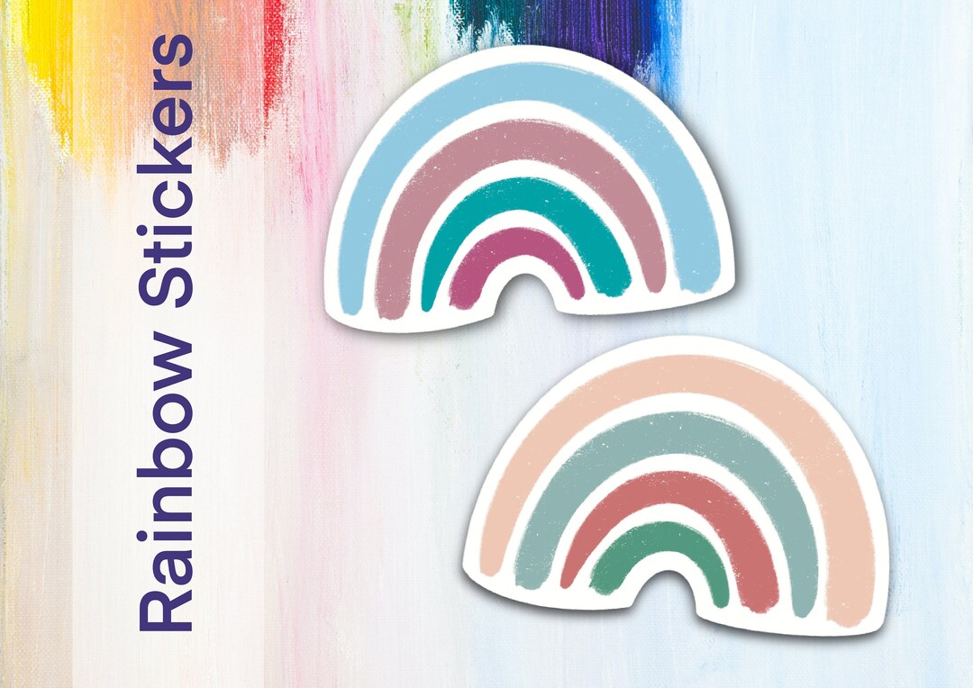 Pastel Rainbow Sticker | Gloss Nature Cute Unique Kids Sticker Set Pack ...