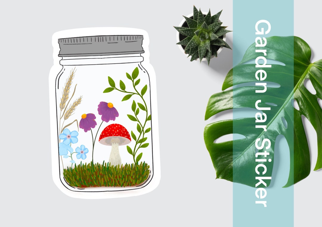 Jar Sticker | Mason Jar Floral Nature Forest Garden Sticker Set Pack ...