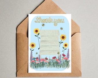Bee Thank You Card - Etsy