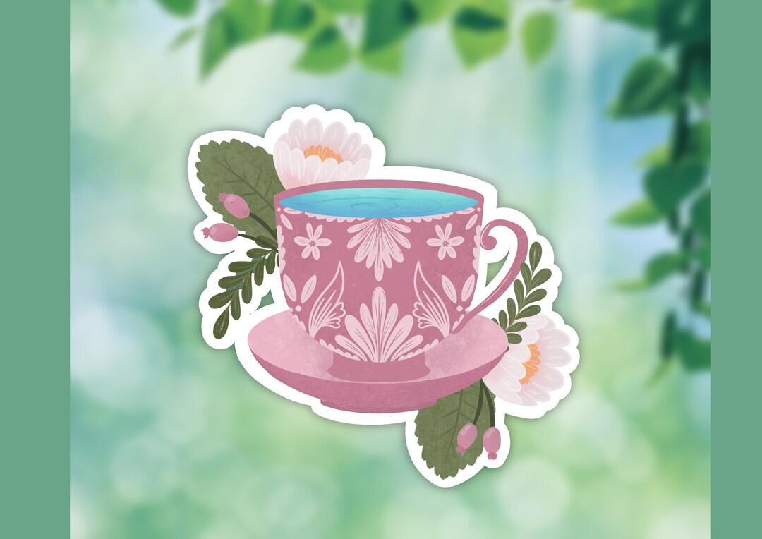 Hübsche Teetasse Gloss Sticker Cottage Core Garden Englische Sticker ...