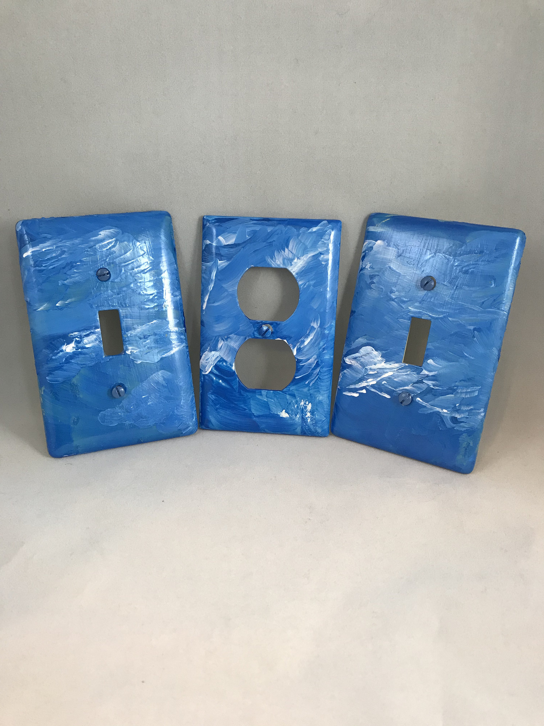 Hand Painted Blue White Single Switch Cover Switch Plate Home Living ...