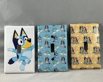 Bluey Dog Cartoon Single Light Switch Outlet Cover Decor Decoration ...