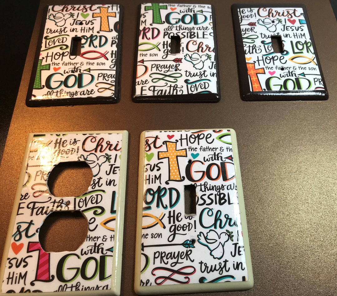 Light Switch With Religious Words; God, Faith, Hope, Prayer and Faith ...