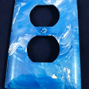 Hand Painted Blue White Single Switch Cover; Switch Plate; Home Living ...