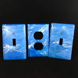 Hand Painted Blue White Single Switch Cover; Switch Plate; Home Living ...