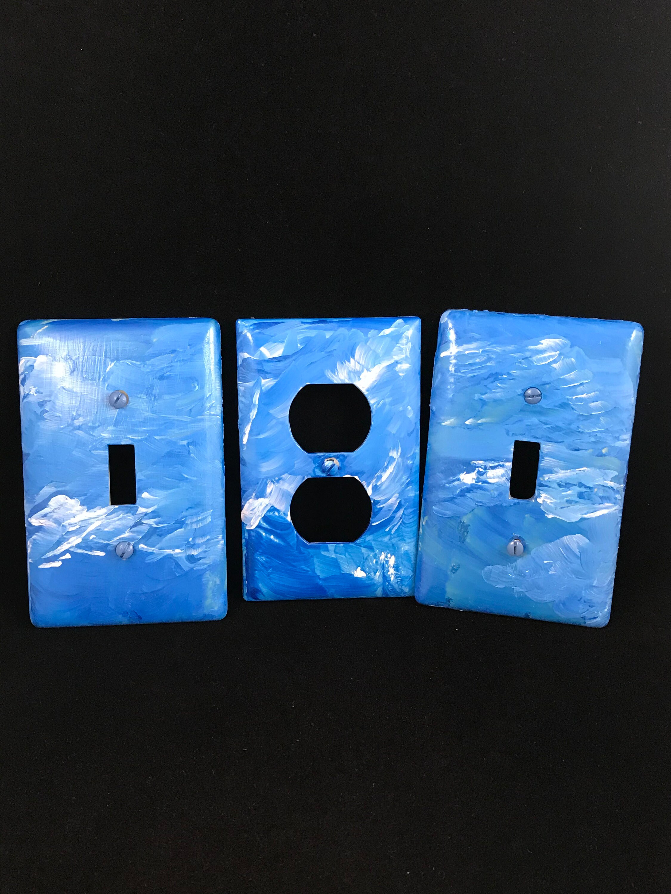 Hand Painted Blue White Single Switch Cover Switch Plate Home Living ...