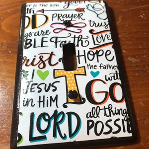 Light Switch With Religious Words; God, Faith, Hope, Prayer and Faith ...