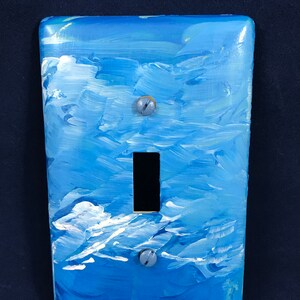 Hand Painted Blue White Single Switch Cover; Switch Plate; Home Living ...