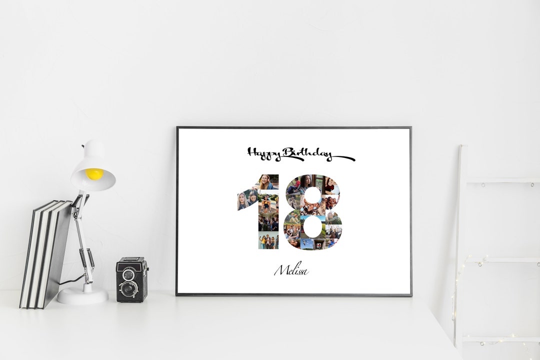 Personalized 18th Birthday Photo Collage – Custom Number Gift (digital ...