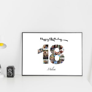 Personalized 18th Birthday Photo Collage – Custom Number Gift (digital ...