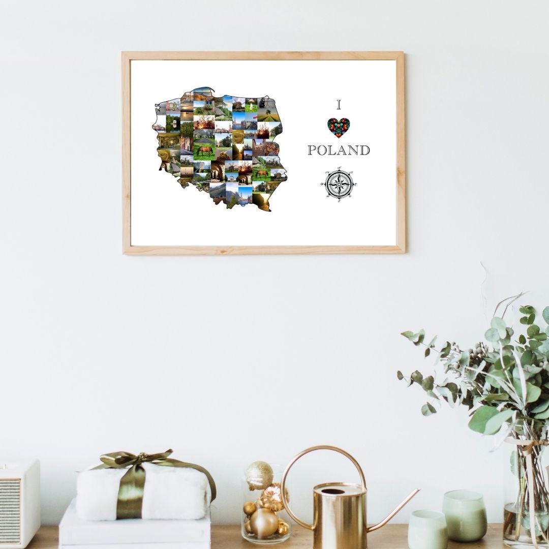Poland Adventure Photo Collage Map – Unique Vacation Memory Display ...