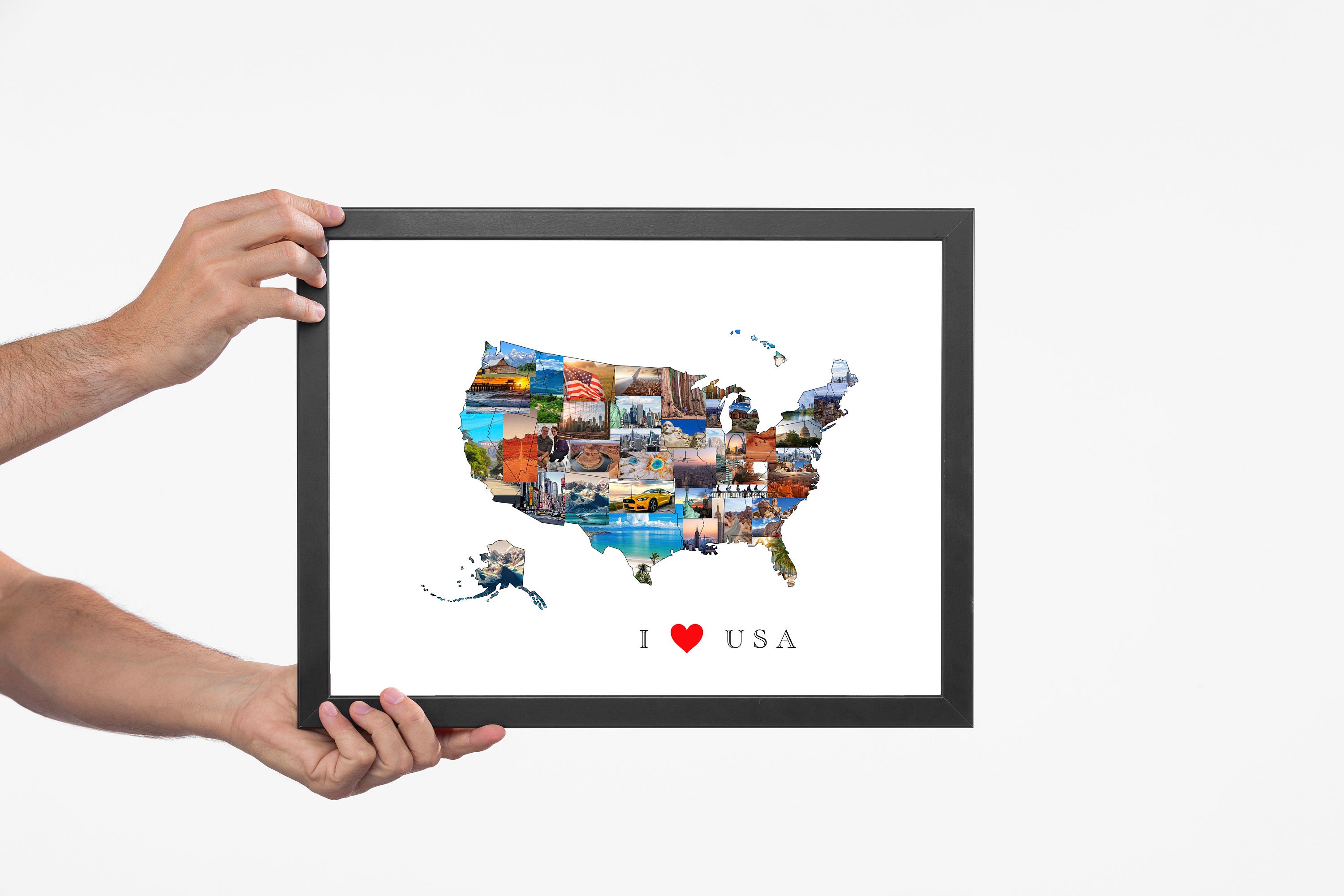 USA Adventure Photo Collage Map – Unique Vacation Memory Display ...