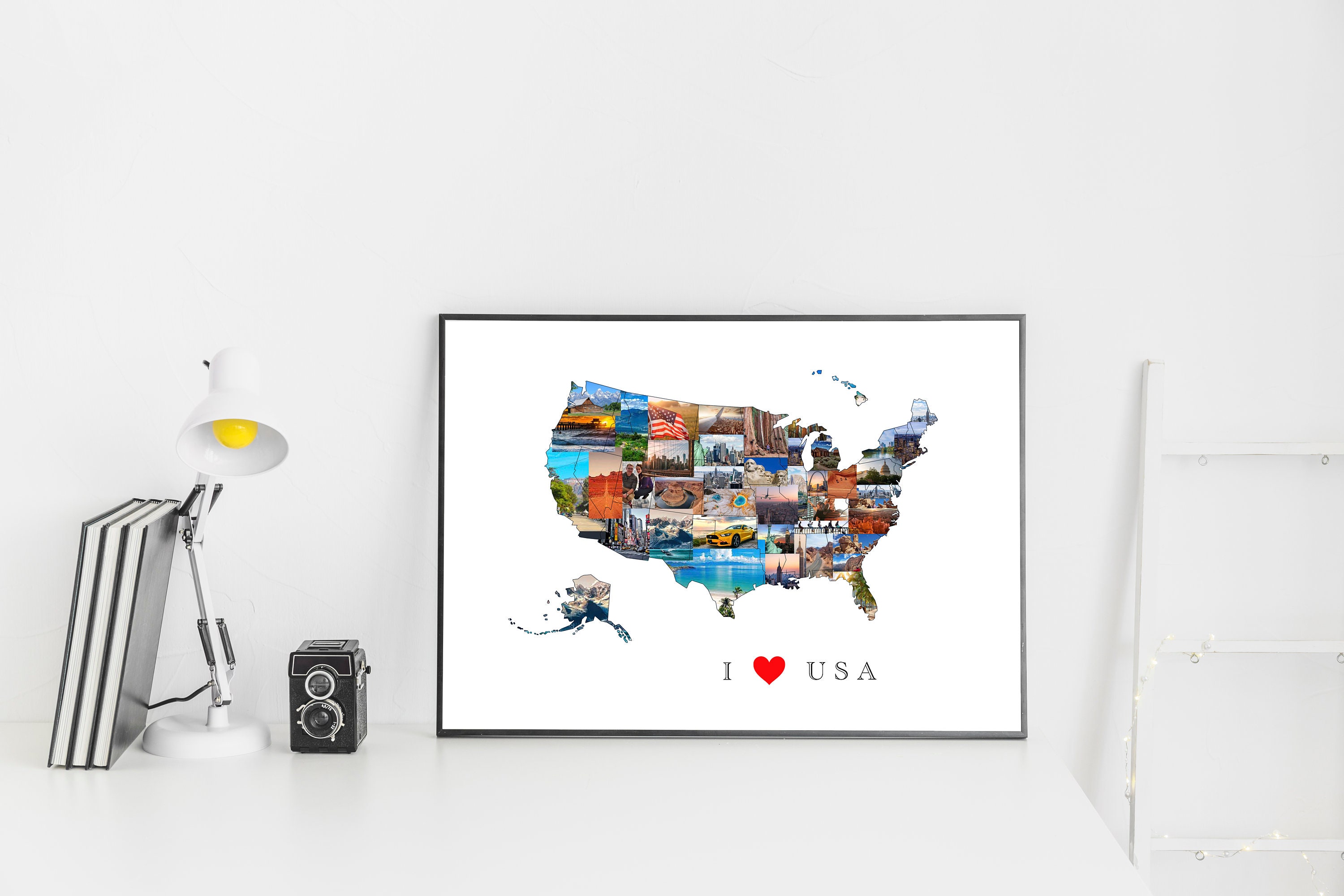 USA Adventure Photo Collage Map – Unique Vacation Memory Display ...