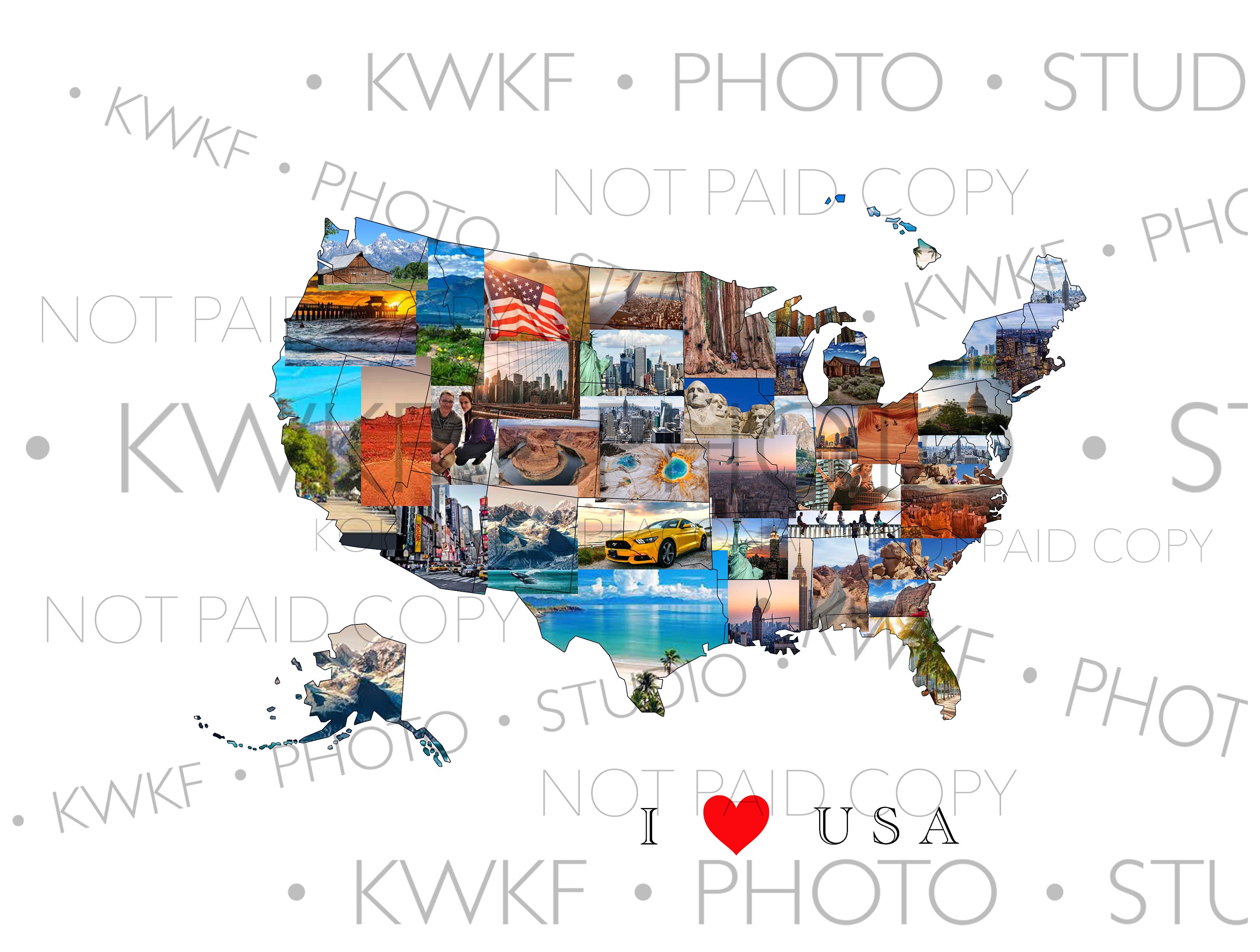 USA Adventure Photo Collage Map – Unique Vacation Memory Display ...