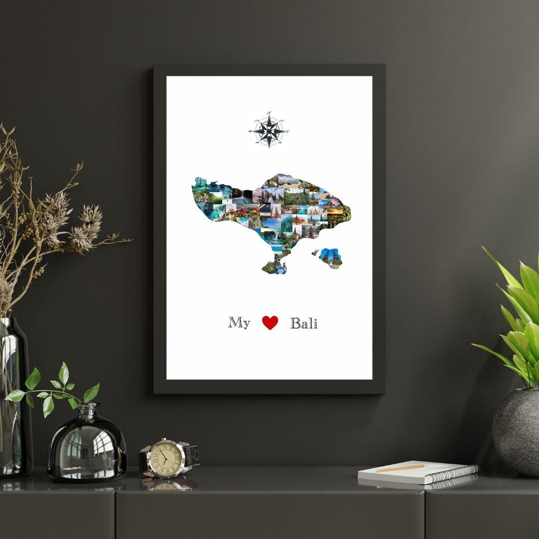 Map of Bali Island Adventure Photo Collage Map – Unique Vacation Memory ...
