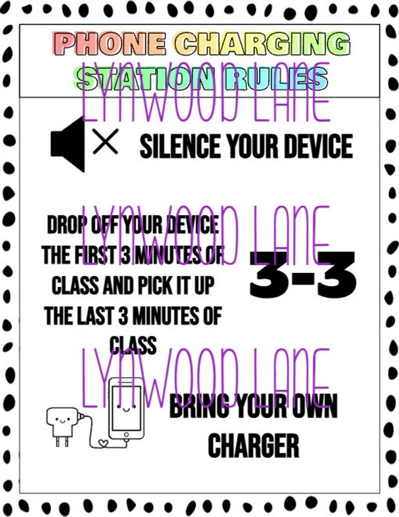 Digital Download- Student Device Charging Station Sign | Classroom ...
