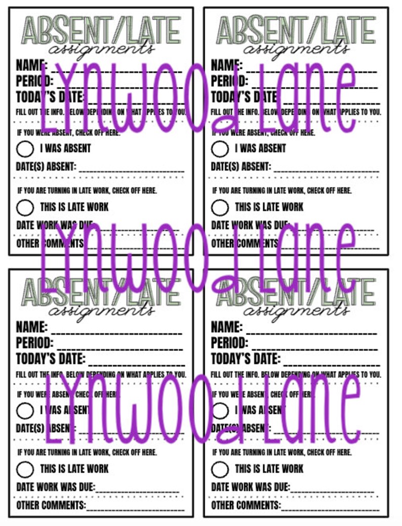 Digital Download- Student Absent/late Work Form | Google Slides ...