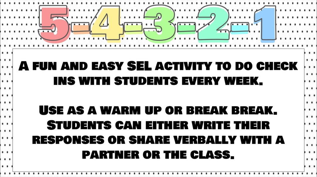 Digital Download- 54321 SEL Student Activity | SEL Students | Google ...