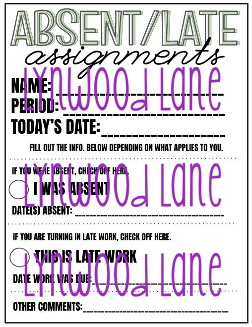 Digital Download- Student Absent/late Work Form | Google Slides ...
