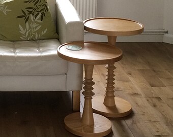 Round Wooden Pedestal Side Table, Bedside Table, Corner Table - Etsy UK