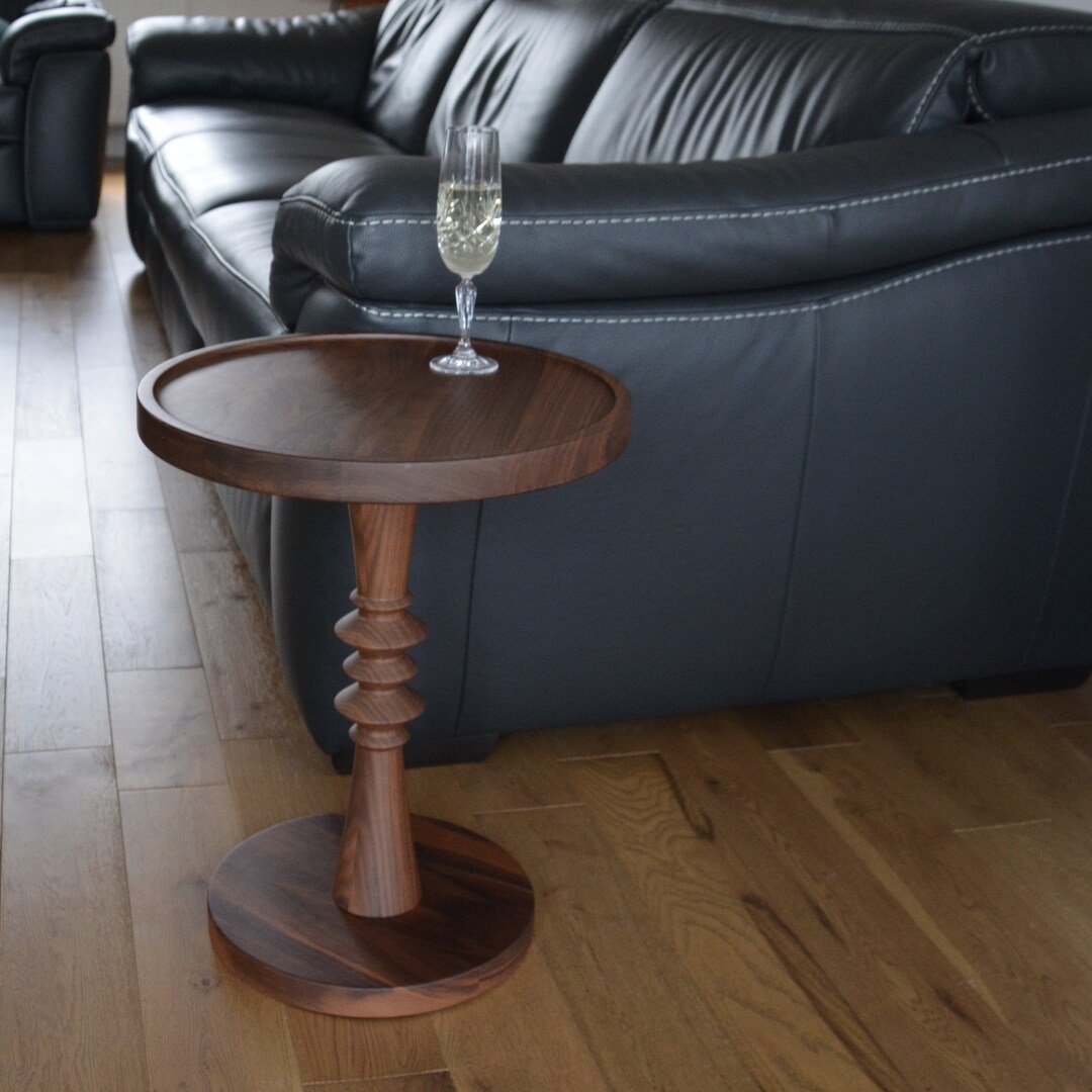 Round Wooden Pedestal Side Table, Bedside Table, Corner Table - Etsy