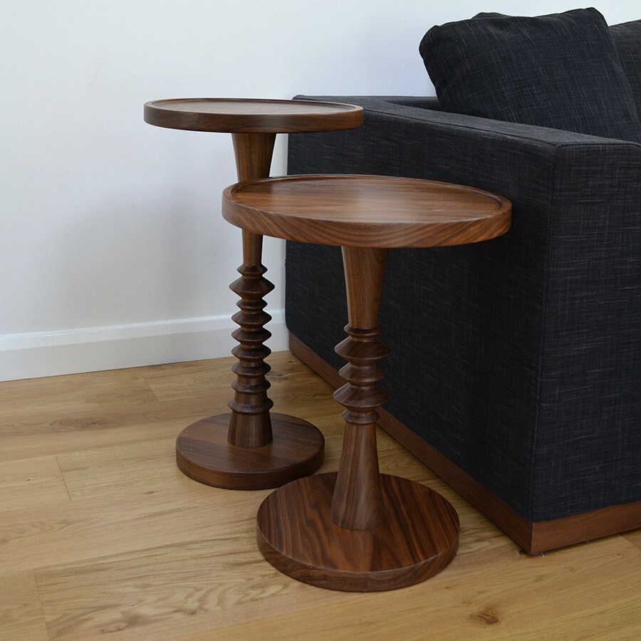 Round Wooden Pedestal Side Table, Bedside Table, Corner Table - Etsy