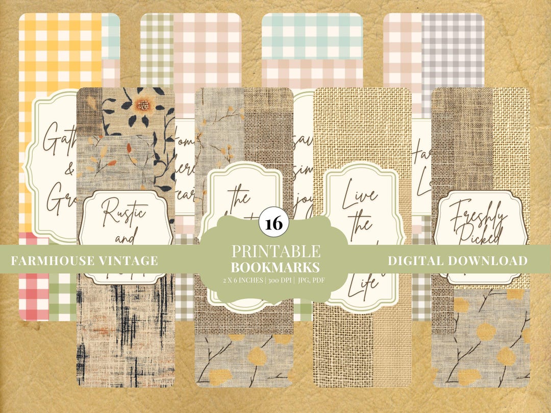 Set of 16 Printable Bookmarks, Farmhouse Vintage, Country Kitchen Art ...