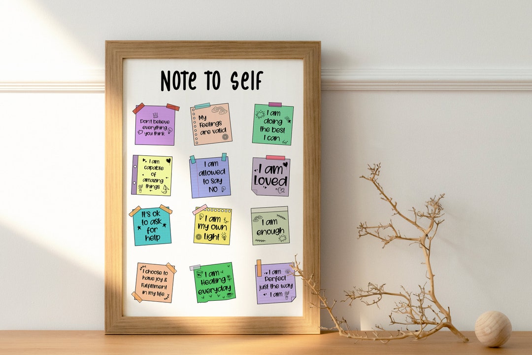 Affirmation Wall Art | Mental Health Art | Note to Self Wall Art | Self ...