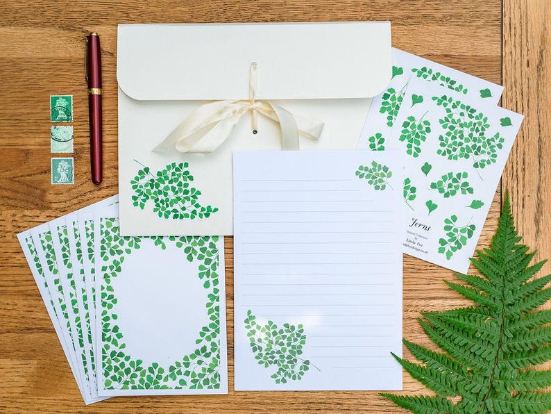 Letter Writing Set | Ferns | Botanical Lined Writing Paper Gift Set ...