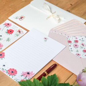 Letter Writing Paper Set With Stickers | Floral Letter Writing Set ...