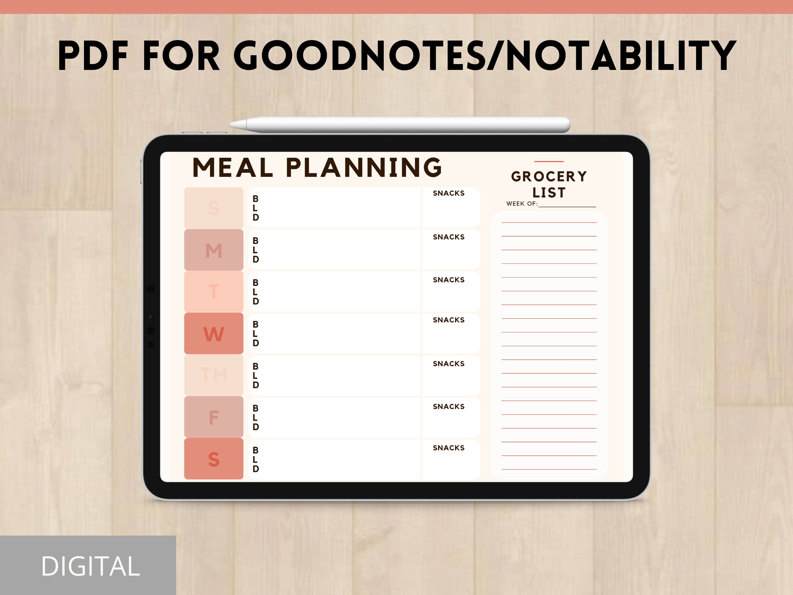 Weekly Meal Planner Template + Grocery List | Meal Planning Template ...